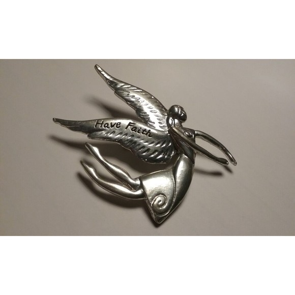 unbranded | Jewelry | Vintage Flying Angel Have Faith Brooch Pendant ...